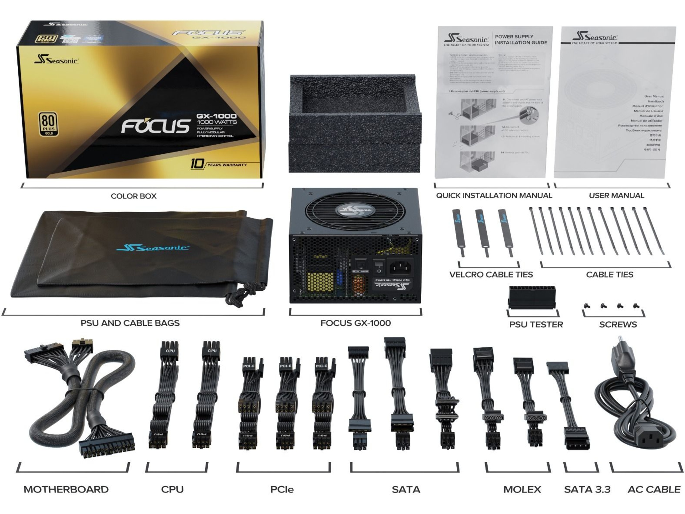 Seasonic Focus GX 1000, 1000W PSU -B-Grade - KomplettFöretag.se