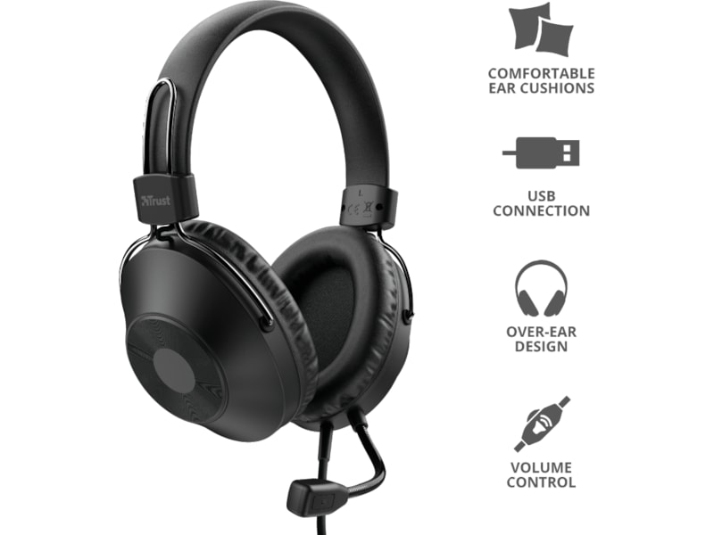 Trust Ozo USB Hörlurar (svart) | KomplettFöretag.se
