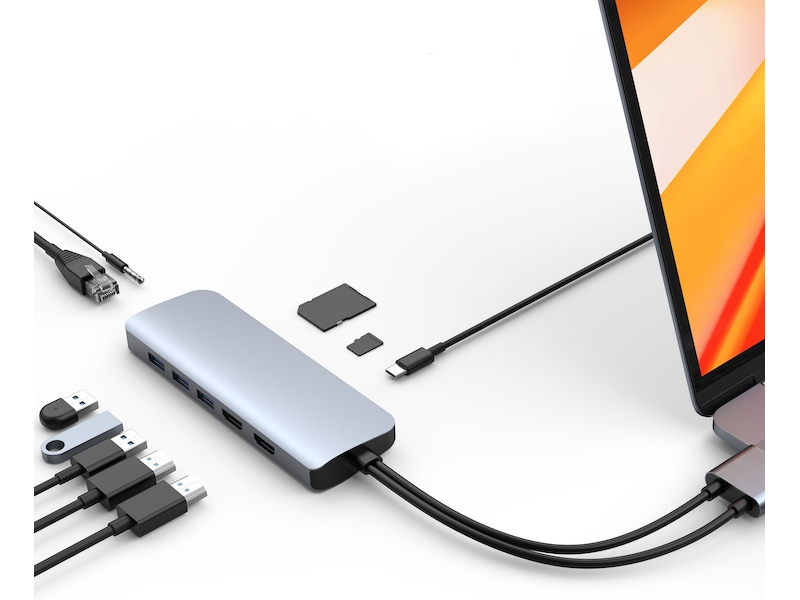 HyperDrive VIPER 10-i-2 USB-C Hub (grå) -B-Grade - KomplettFöretag.se